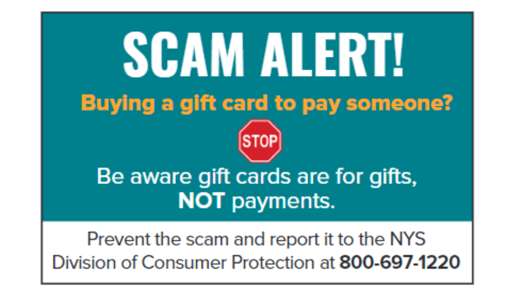 New York Division of Consumer Protection Publishes Model Gift Card Scam ...